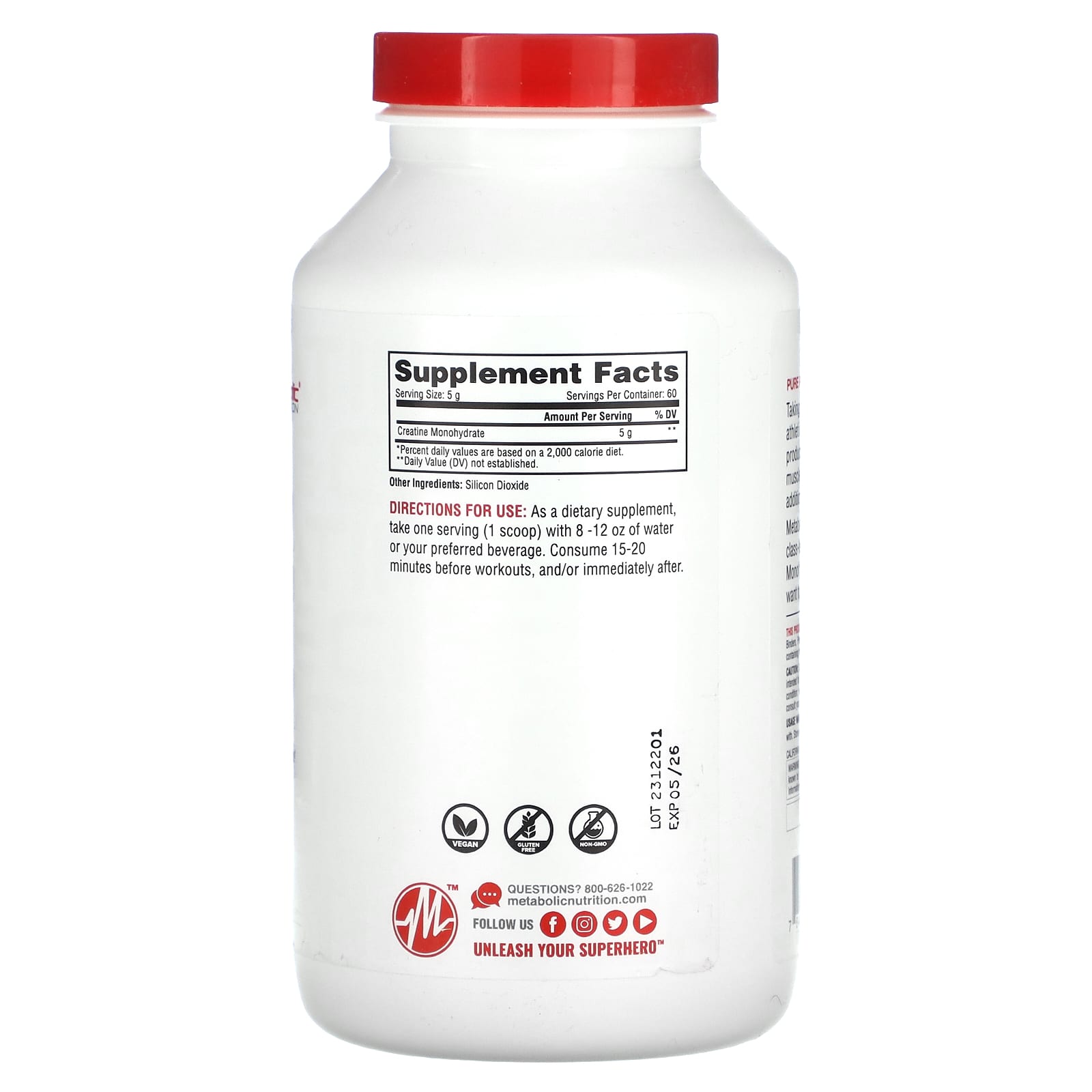 Metabolic Nutrition, Creatine, Unflavored, 10.58 oz (300 g)