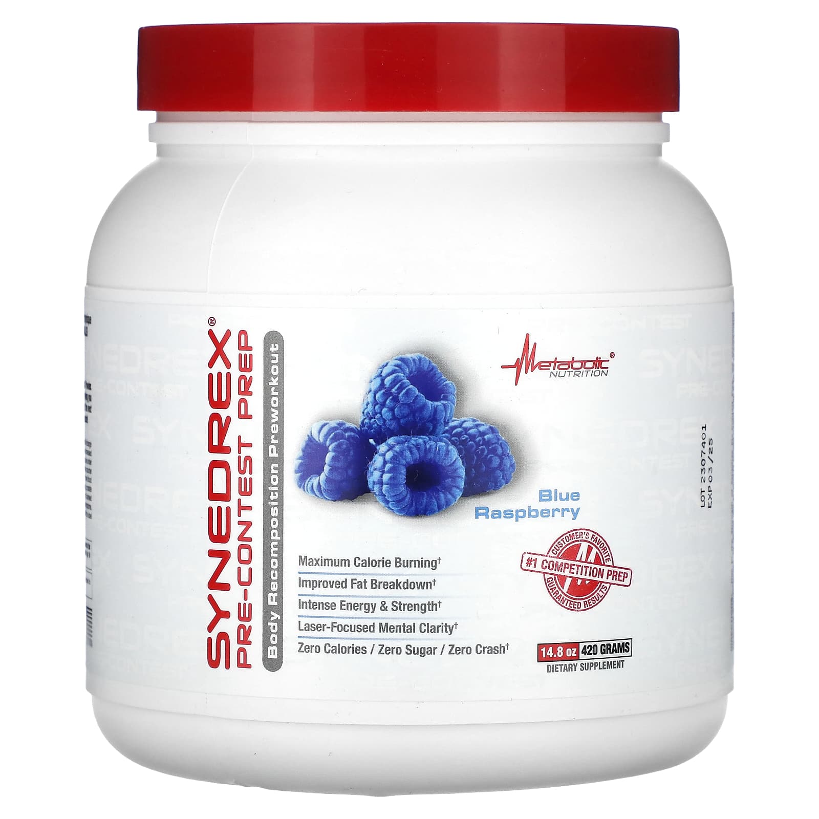 Metabolic Nutrition, Synedrex, Pre-Contest Prep, Blue Raspberry, 14.8 ...