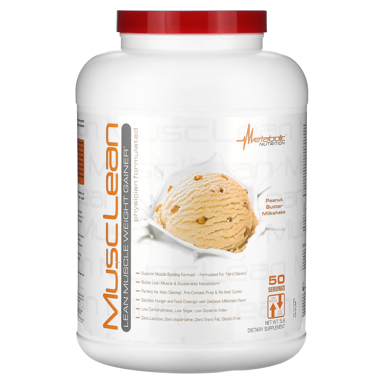 Metabolic Nutrition, MuscLean, Lean Muscle Weight Gainer, Peanut Butter ...