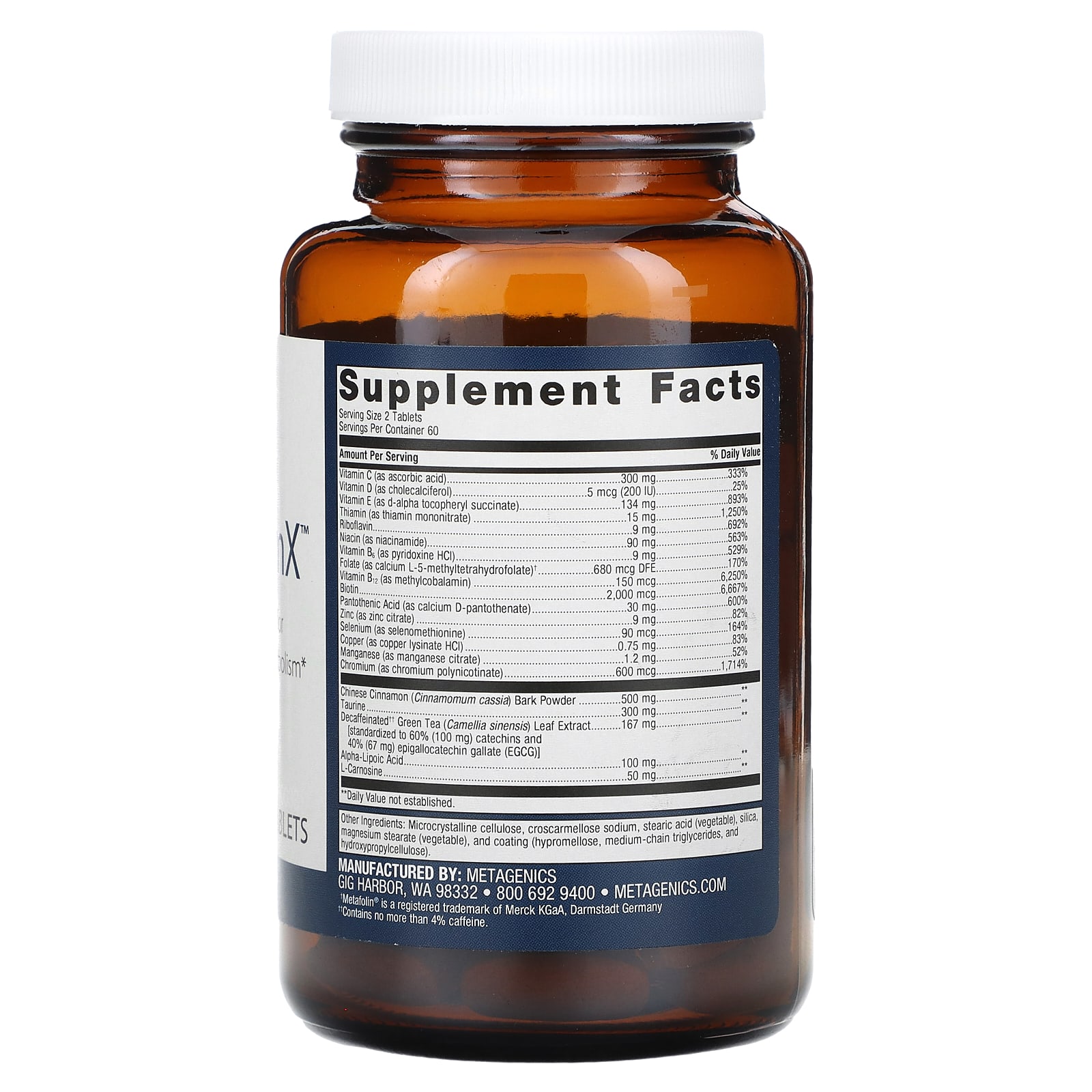 Metagenics, MetaGlycemX, 120 Tablets