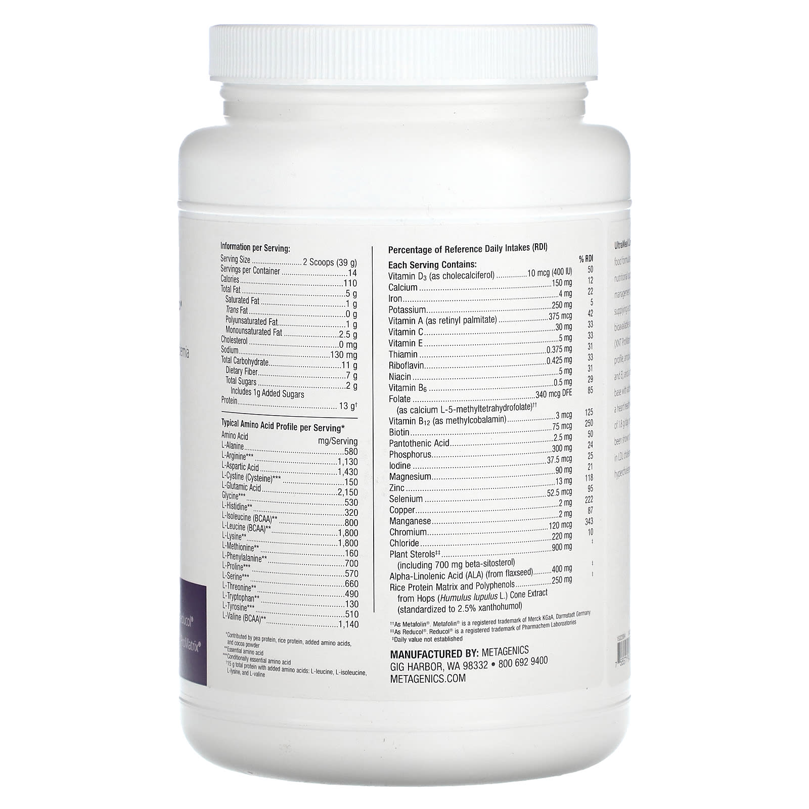 Metagenics, UltraMeal Cardio 360°, Medical Food, Chocolate, 1 lb 3.01 ...