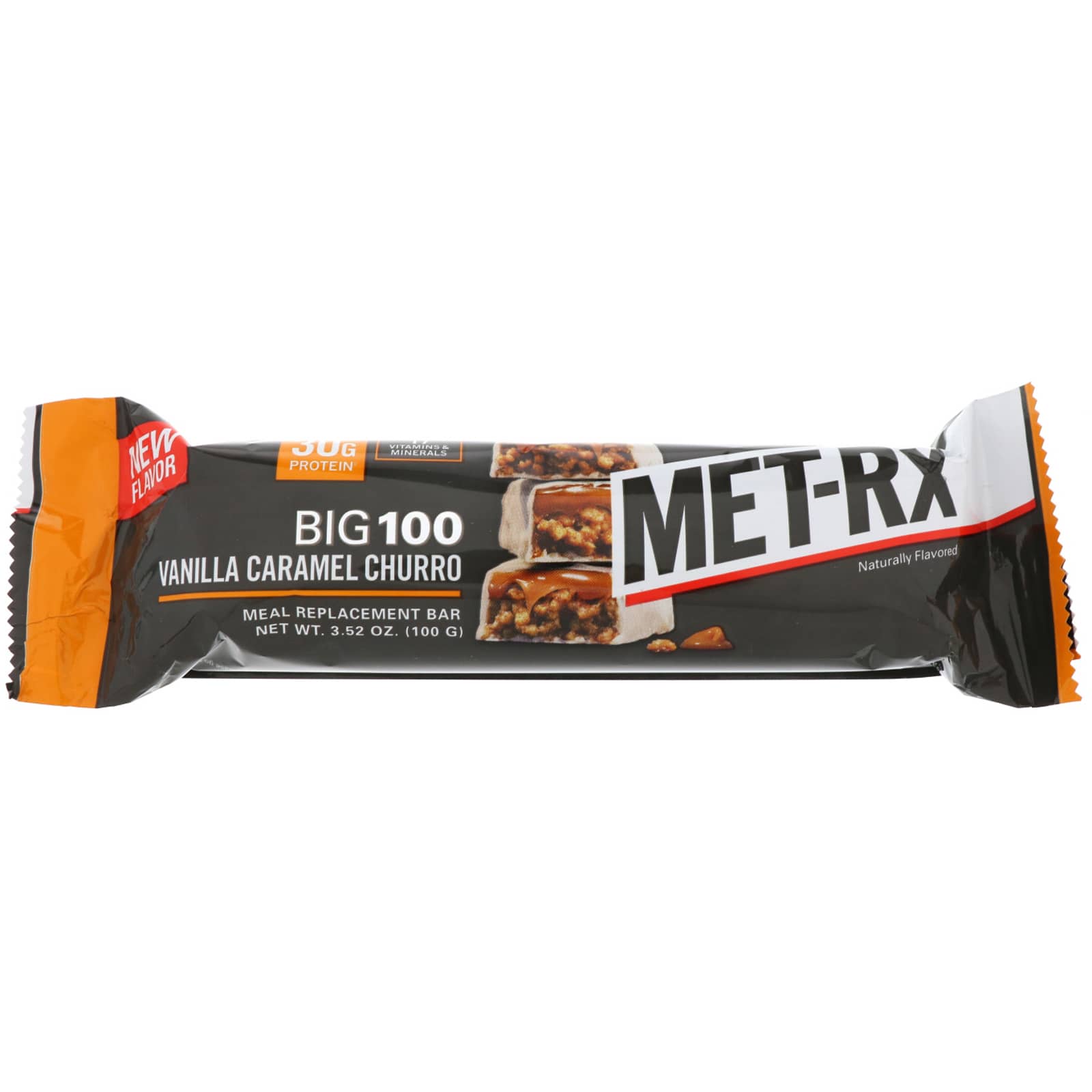 MET-Rx, Big 100, Meal Replacement Bar, Vanilla Caramel Churro, 9 bars ...