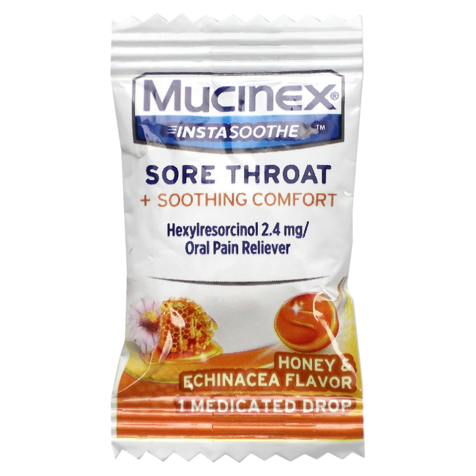 Mucinex, InstaSoothe, Sore Throat + Soothing Comfort, Honey & Echinacea ... Mucinex, InstaSoothe, Sore Throat + Soothing Comfort, Honey & Echinacea ...