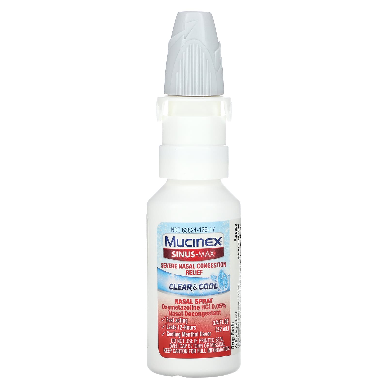 Mucinex, Sinus-Max, Severe Nasal Congestion Relief, Clear & Cool, 0.75 ...