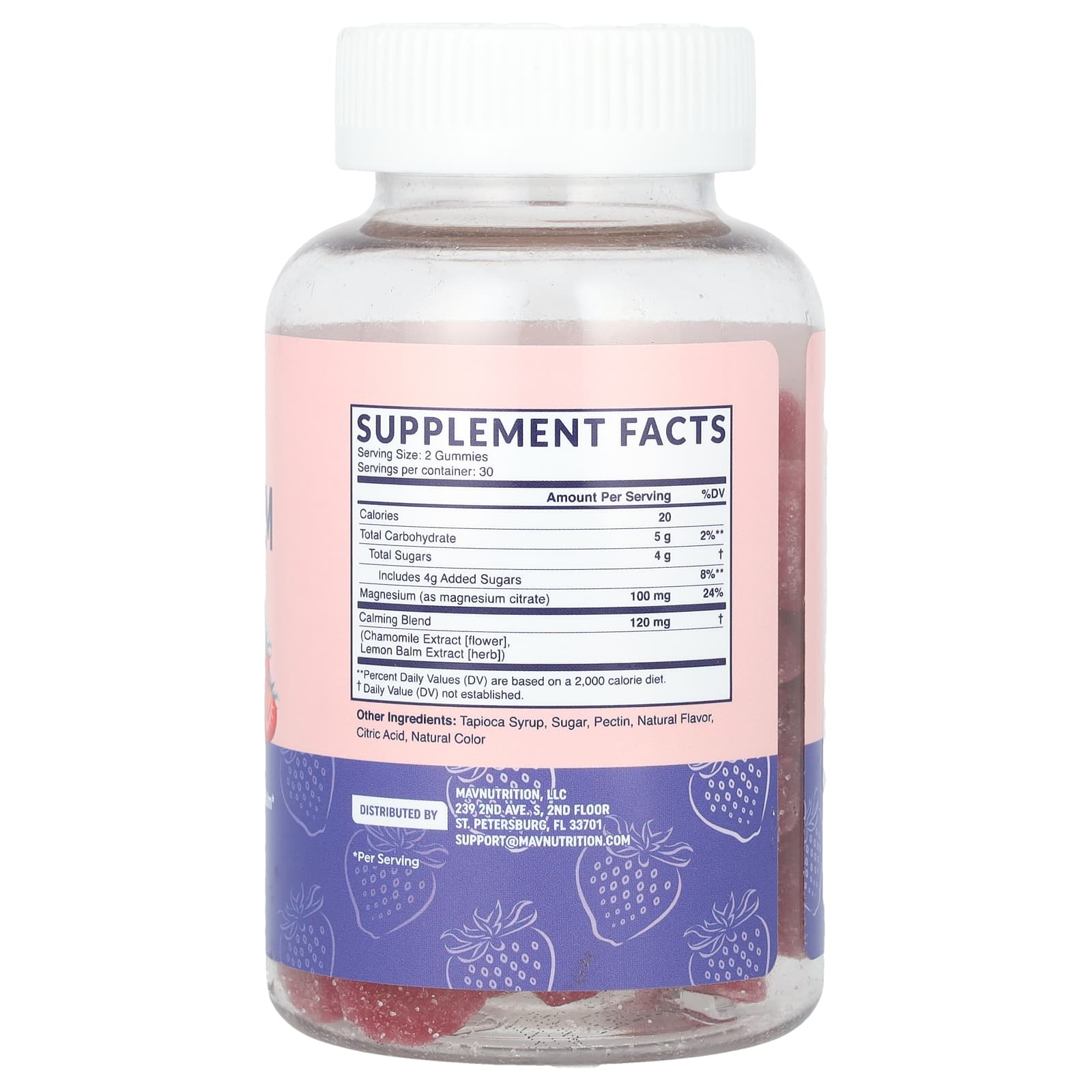 MAV Nutrition, Calming Magnesium Gummies, For Kids, Yummy Strawberry ...