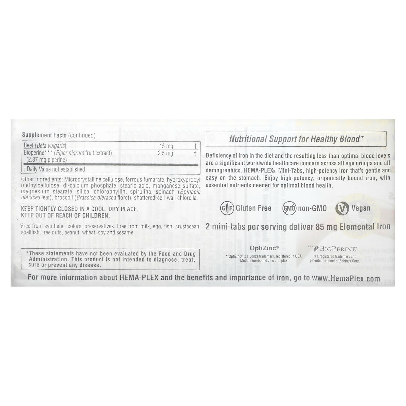 NaturesPlus, Hema-Plex, Iron with Essential Nutrients for Healthy Red ...