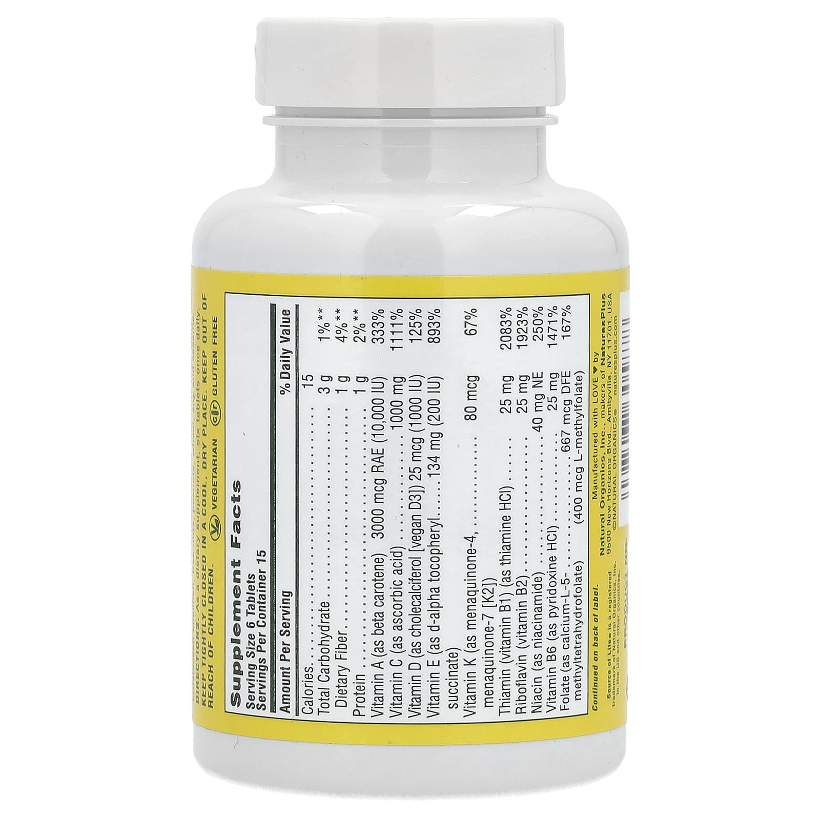 NaturesPlus, Source of Life, Original Mini-Tabs, Multivitamin & Mineral ...