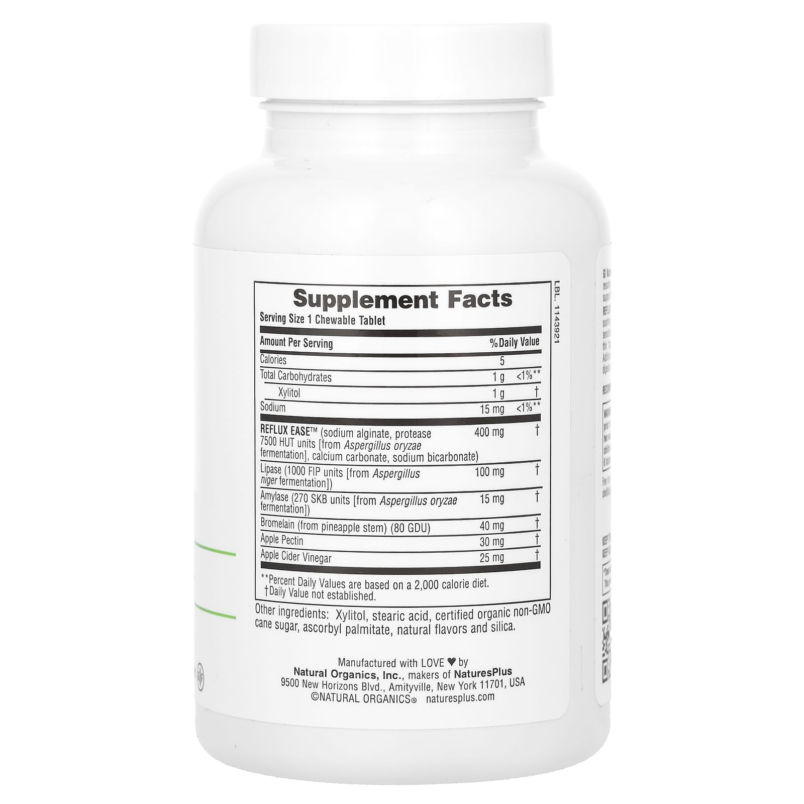 NaturesPlus, Gi Natural, Reflux Ease, Vanila, 60 Chewable Tablets