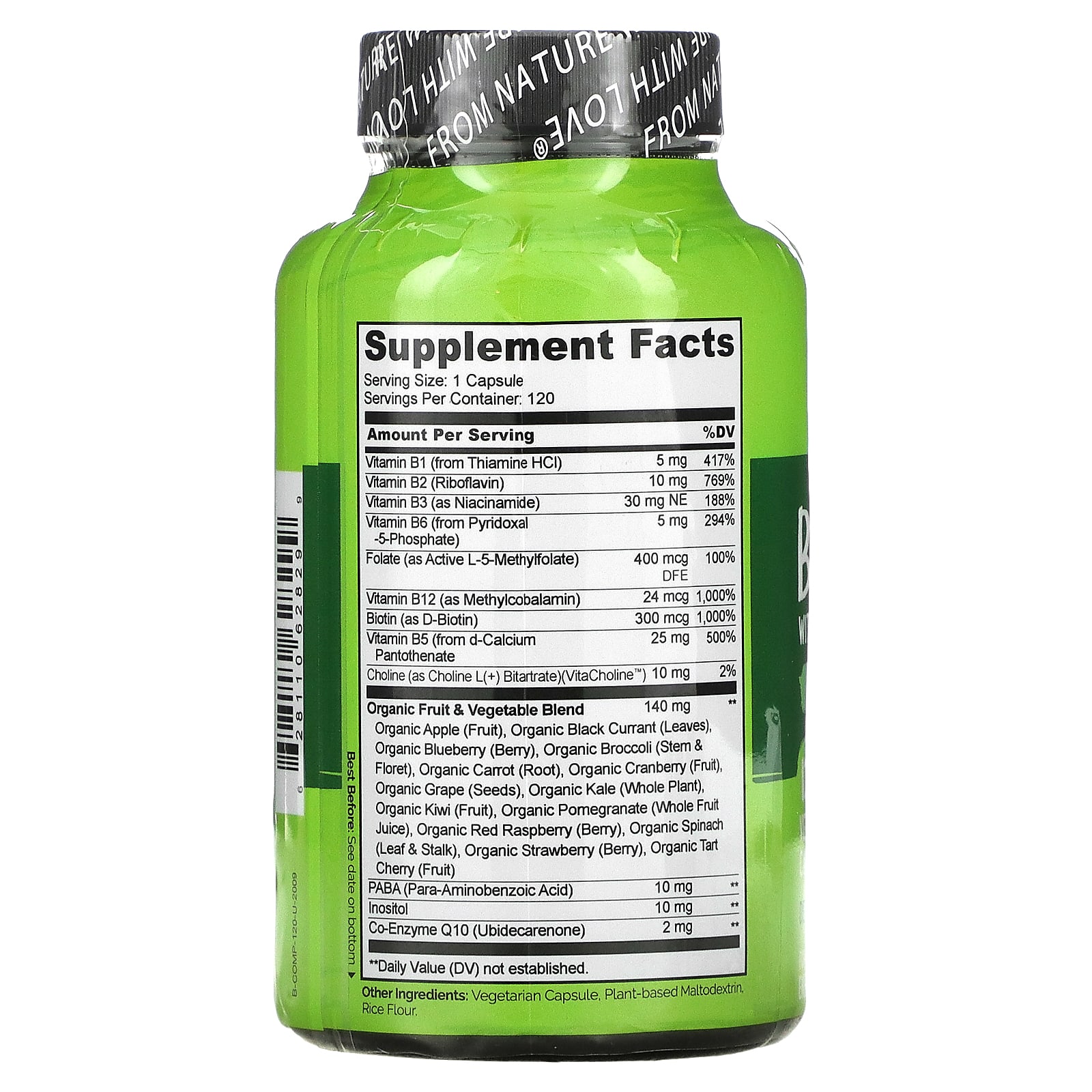 NATURELO, B Complex with a Fruit & Vegetable Blend, Plus CoQ10, 120 ...