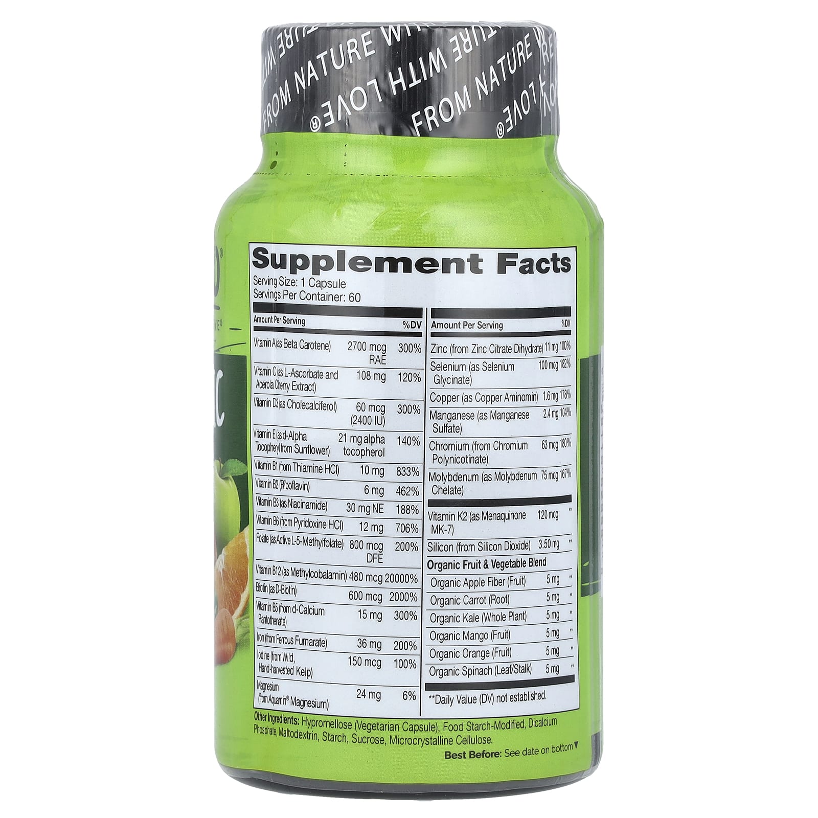 NATURELO, Bariatric Multivitamin with Iron, 60 Vegetarian Capsules