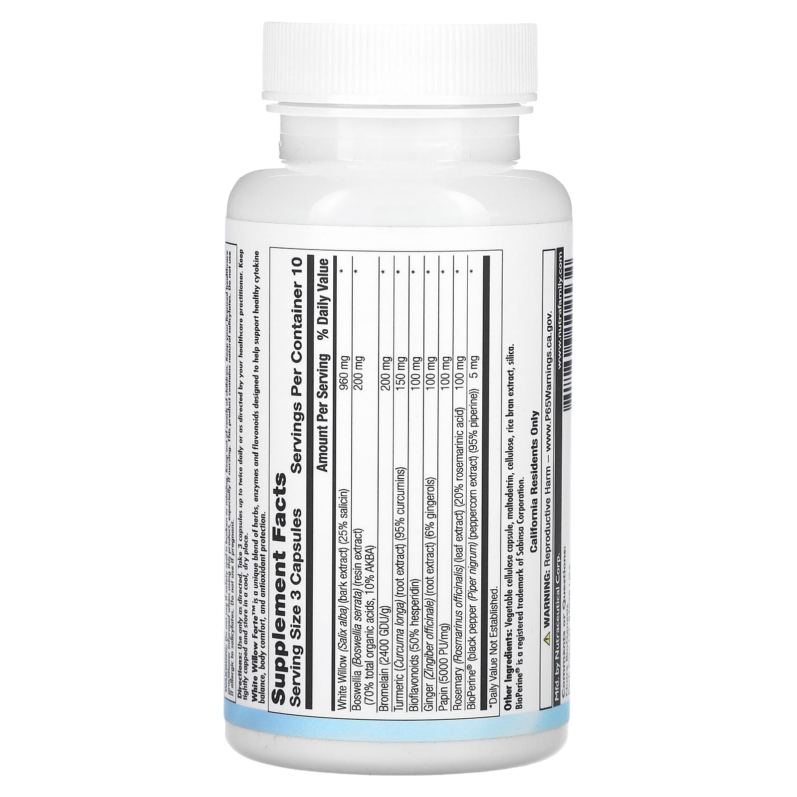 Nutra BioGenesis, White Willow Forte, 30 Capsules