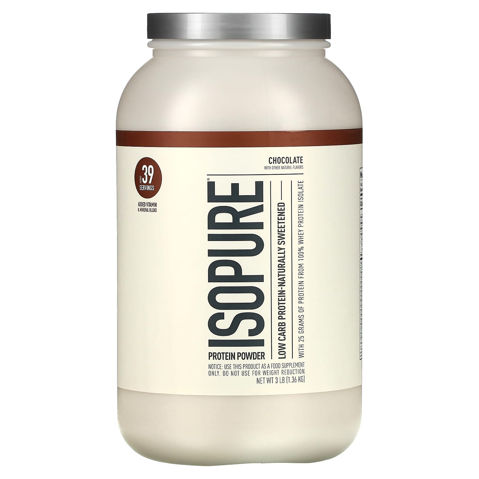 Isopure, Low Carb Protein Powder, Chocolate, 3 lb (1.36 kg)