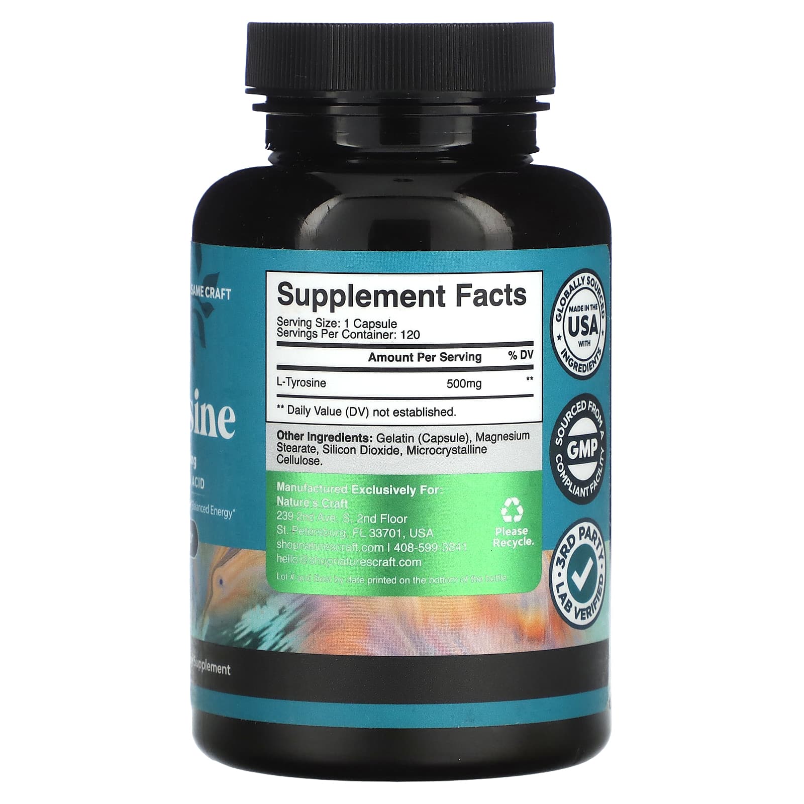 Nature's Craft, L-Tyrosine, 500 mg, 120 Capsules