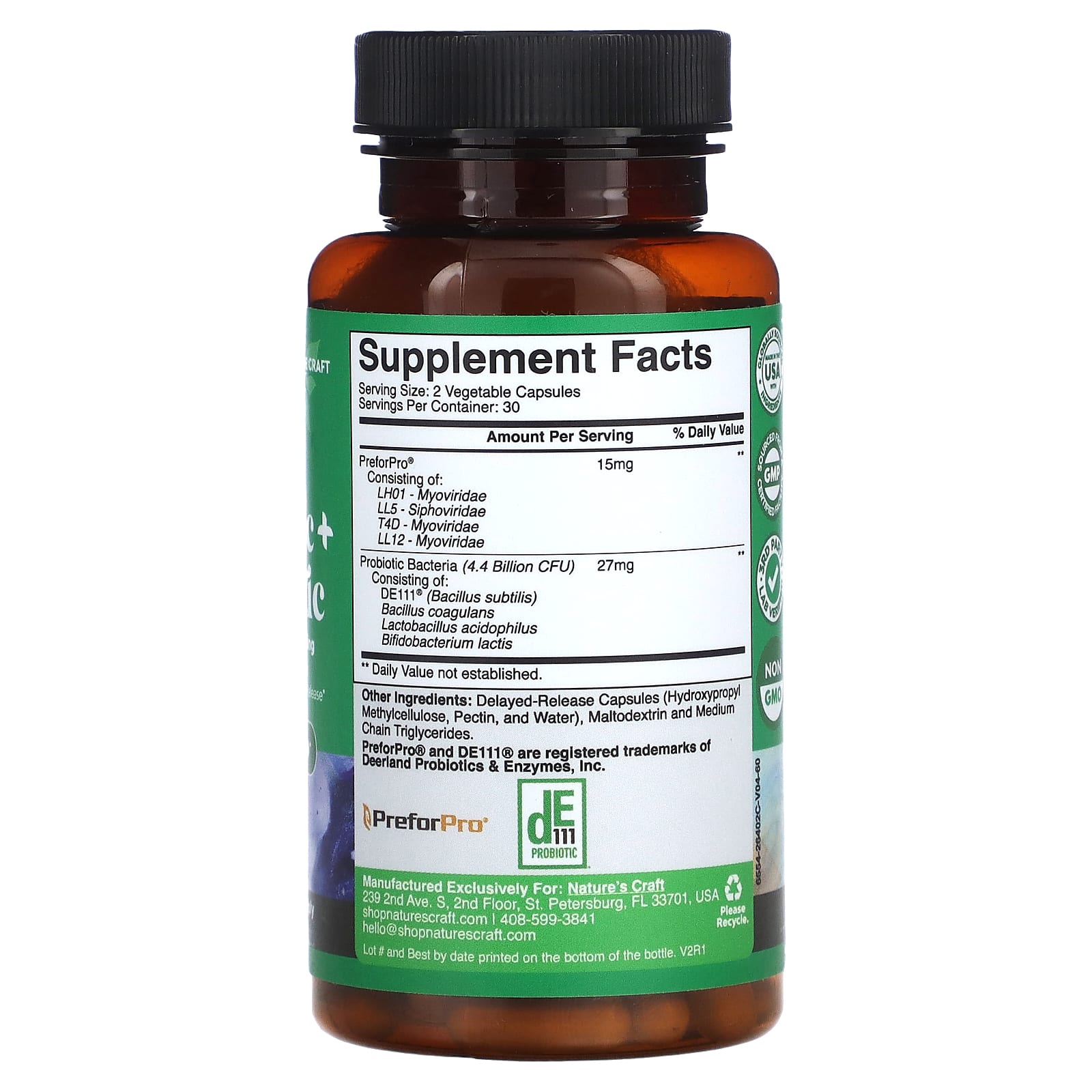 Nature's Craft, Prebiotic + Probiotic, 2.2 Billion CFU, 60 Capsules