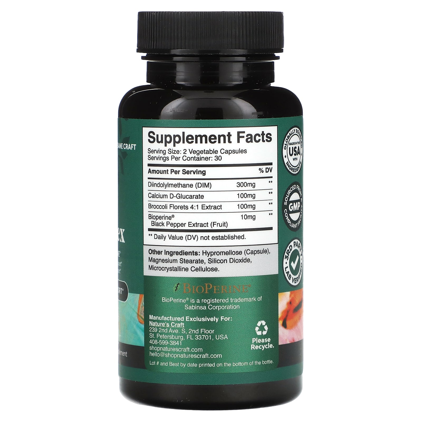 Nature's Craft, DIM Complex With Bioperine, 60 Capsules