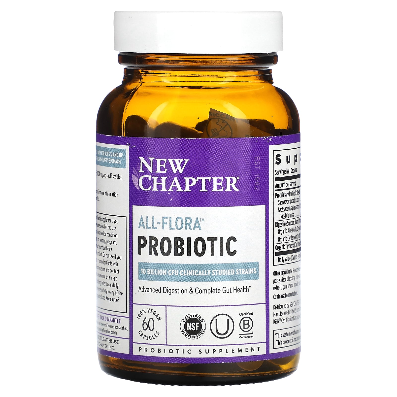 New Chapter, All-Flora Probiotic , 10 Billion CFU, 60 Vegan Capsules