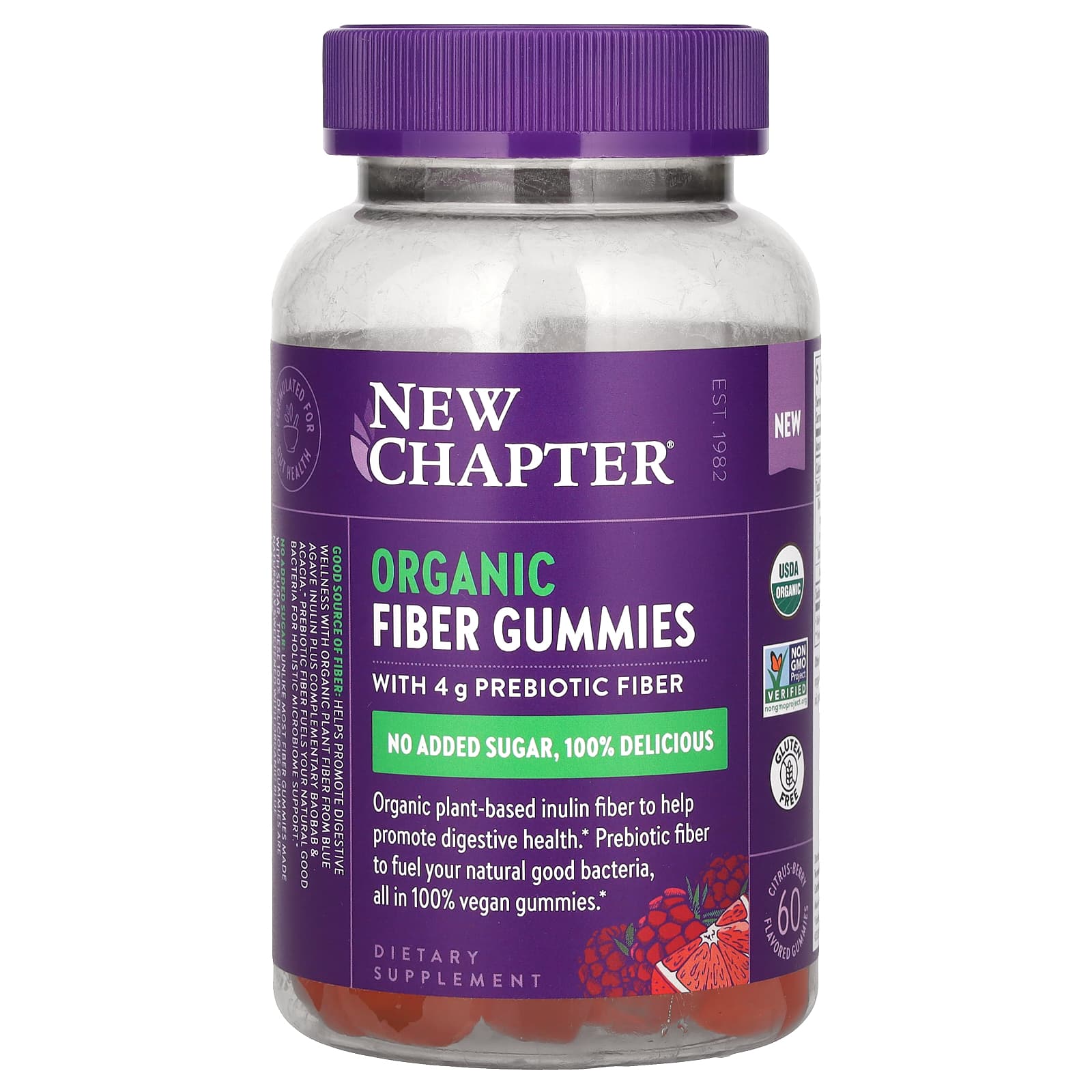 New Chapter, Organic Fiber Gummies, Citrus Berry, 60 Flavored Gummies
