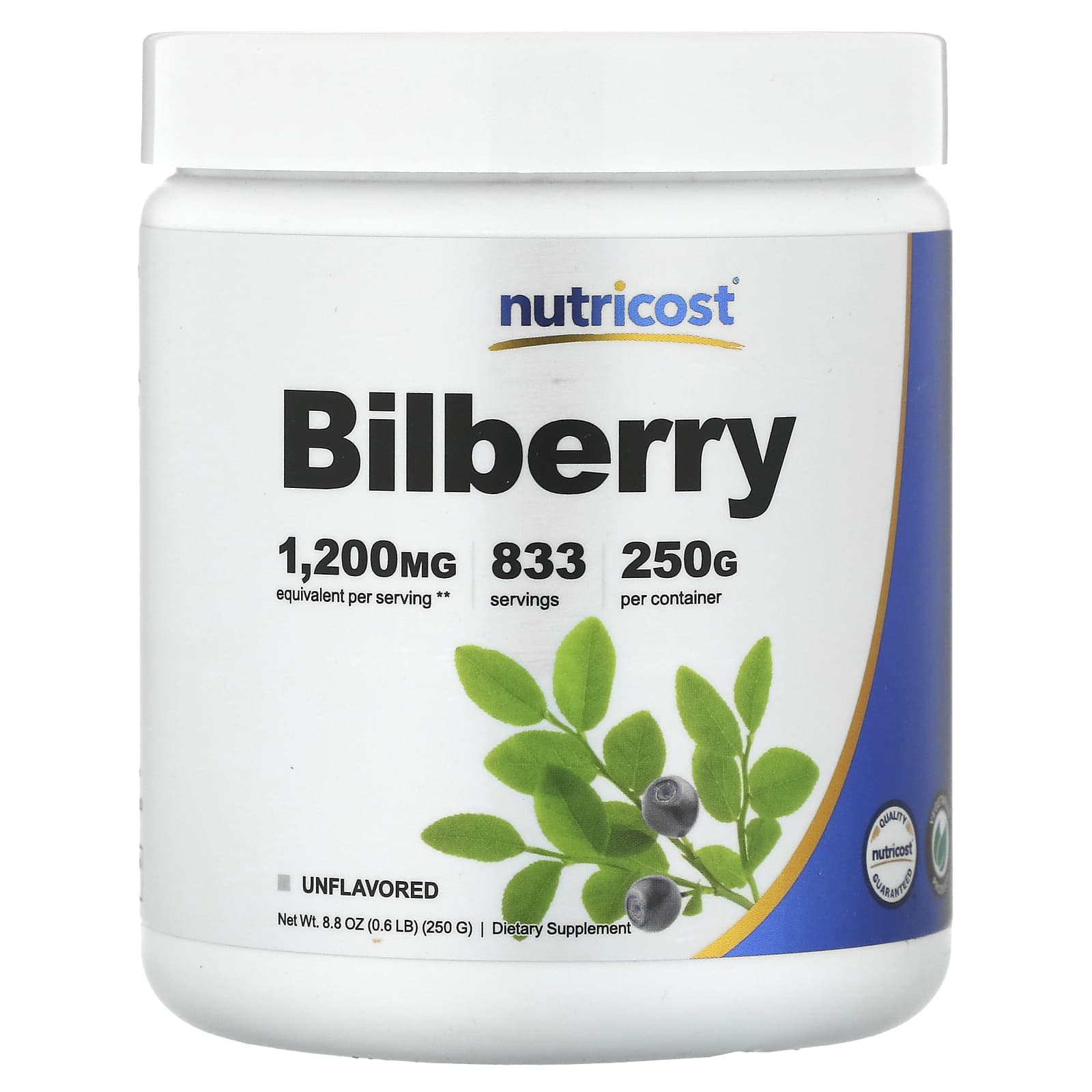 Nutricost, Bilberry Powder, Unflavored, 8.9 oz (250 g)