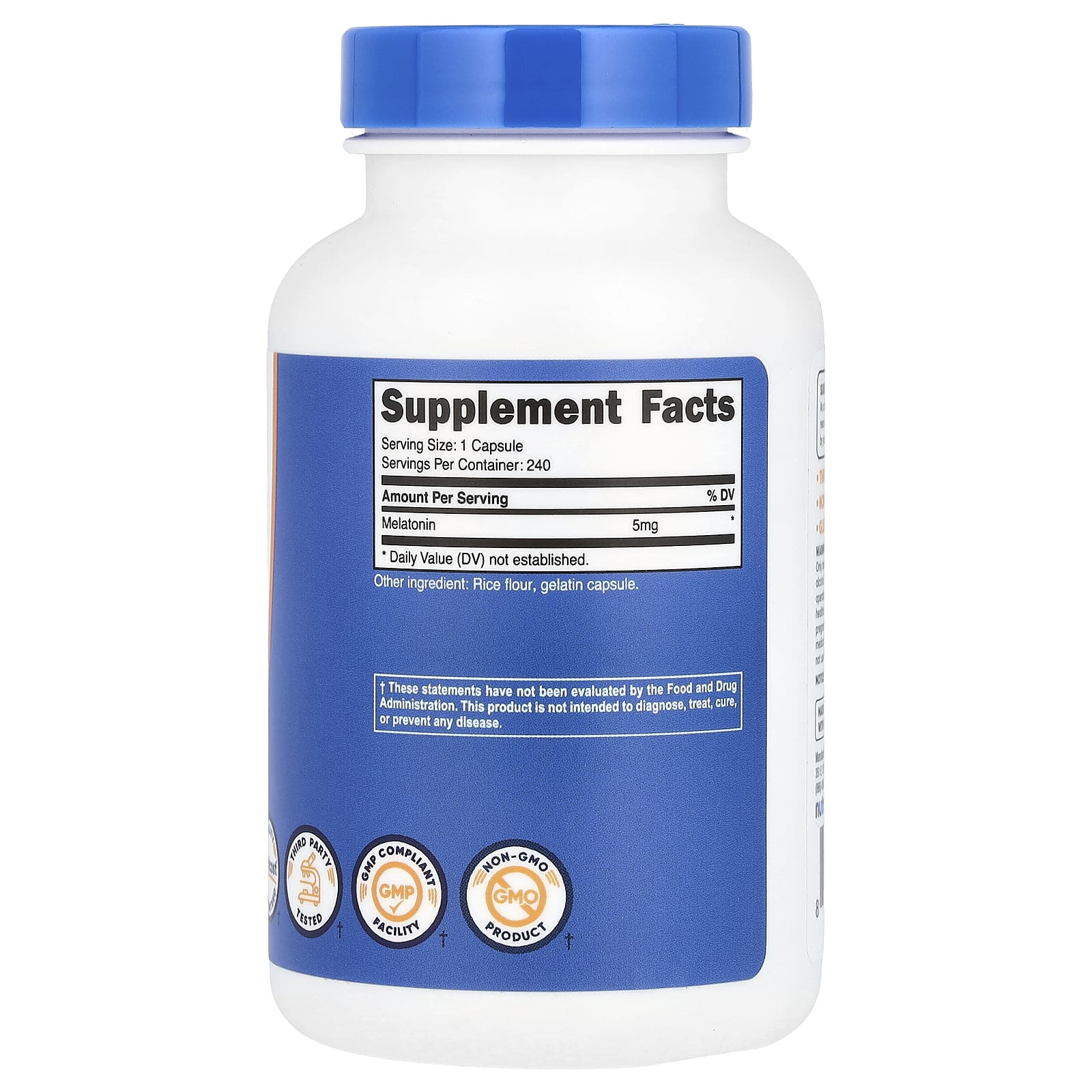 Nutricost, Melatonin, 5 mg , 240 Capsules