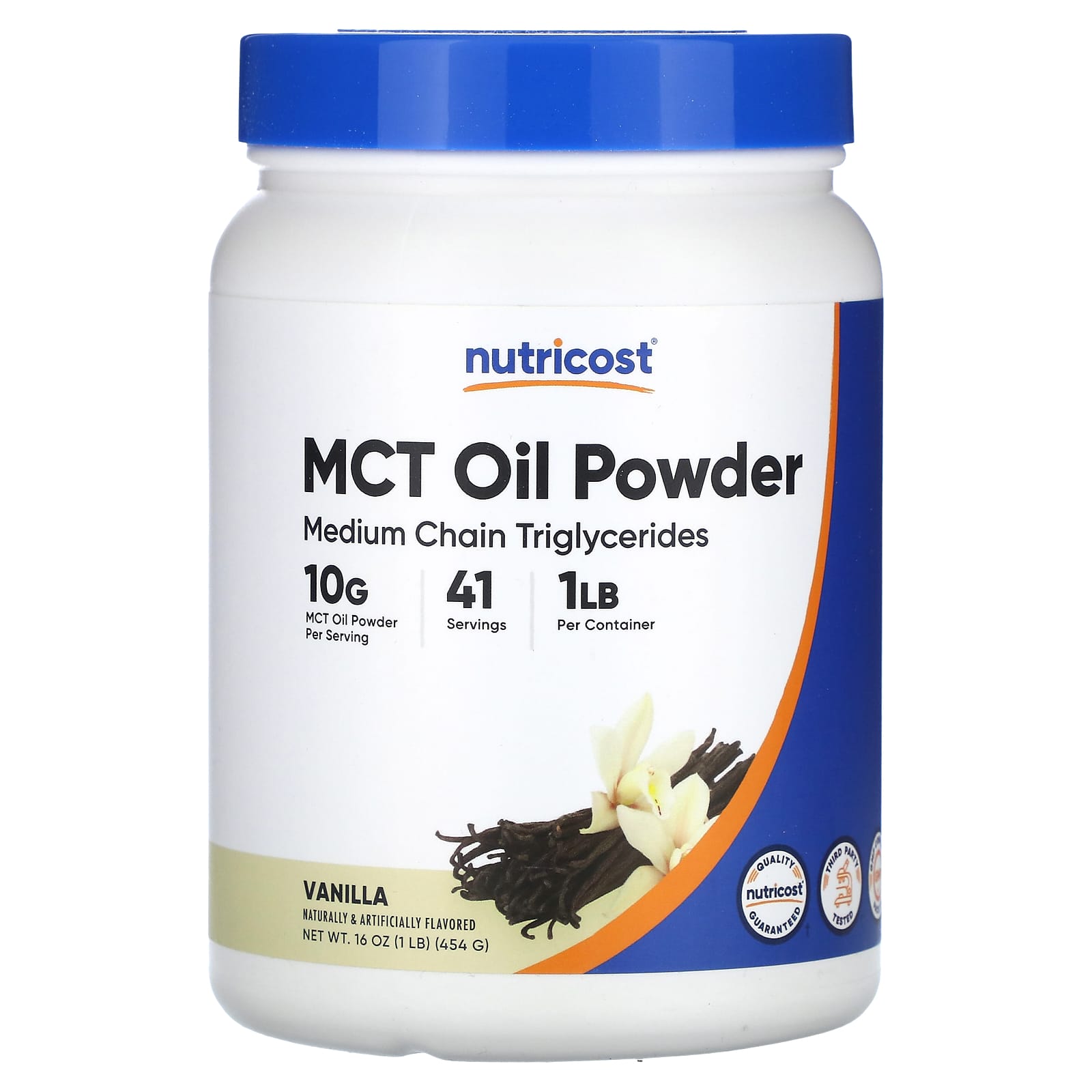 Nutricost, MCT（中鎖脂肪酸トリグリセリド）オイルパウダー、バニラ、454g（16オンス）