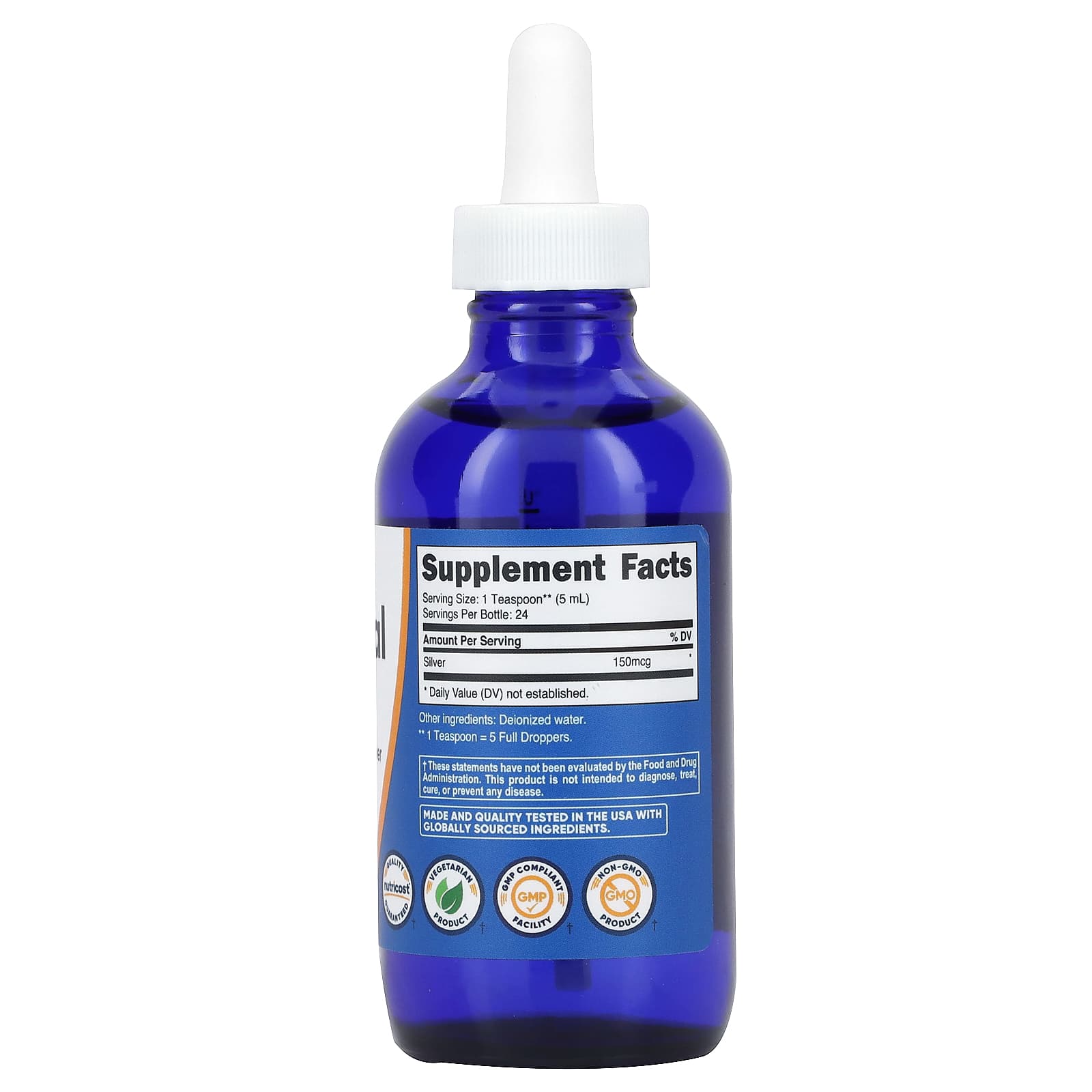 Nutricost, Colloidal Silver, Unflavored, 30 PPM, 4 fl oz (118 ml)