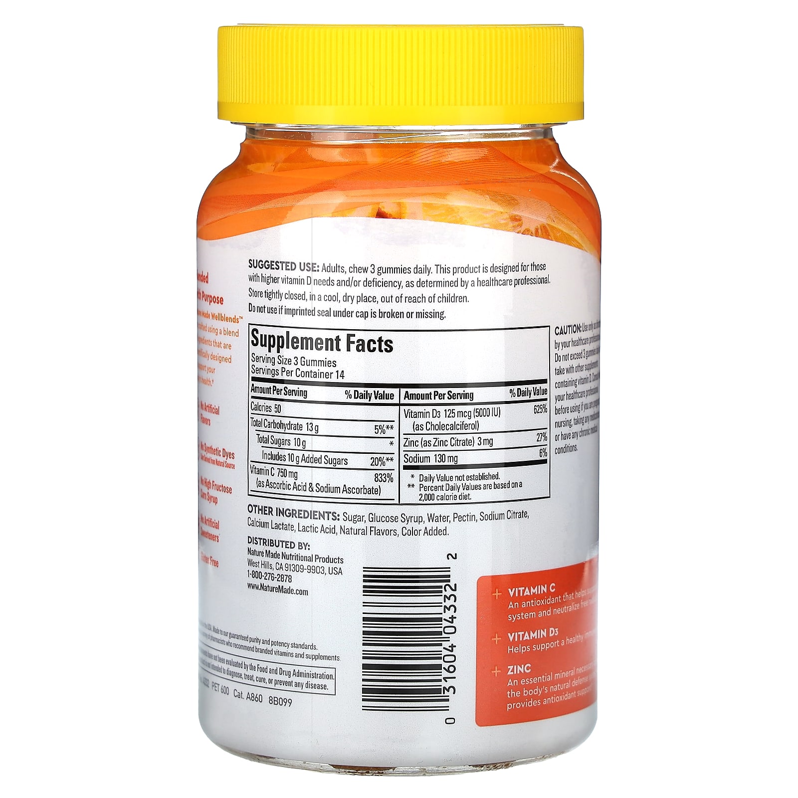 Nature Made, Wellblends, ImmuneMax Gummies, Tangerine, 42 Gummies