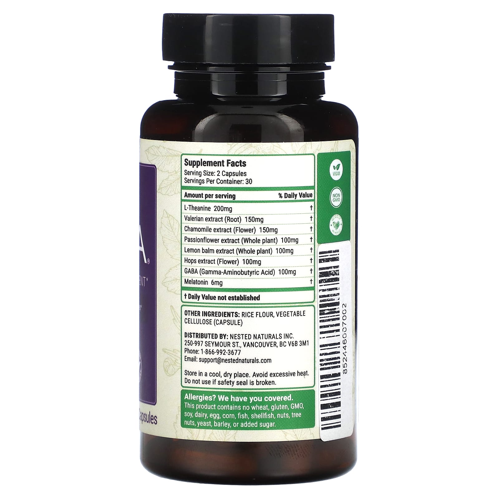 Nested Naturals, Luna, Gentle Sleep Supplement with Melatonin, 60 Vegan ...