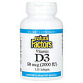 Natural Factors, Vitamin D3, 50 mcg (2,000 IU), 120 Softgels