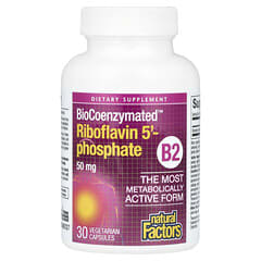 Natural Factors, BioCoenzymated, B2, Riboflavin 5'-Phosphate, 50 mg, 30 Vegetarian Capsules