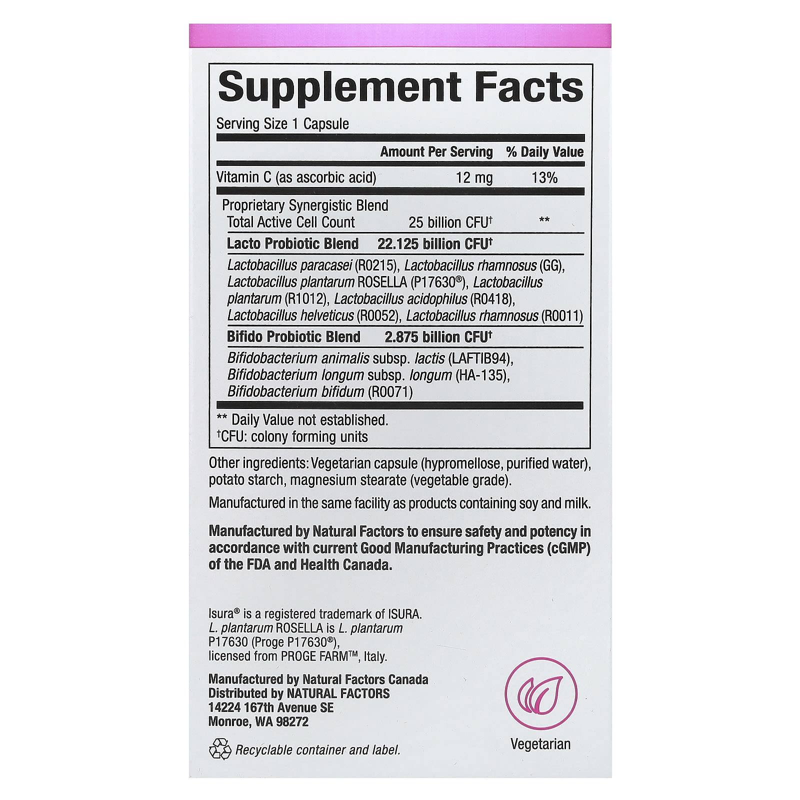 Natural Factors, Ultimate Probiotic Women's Every Day, 25 Billion , 30 ...