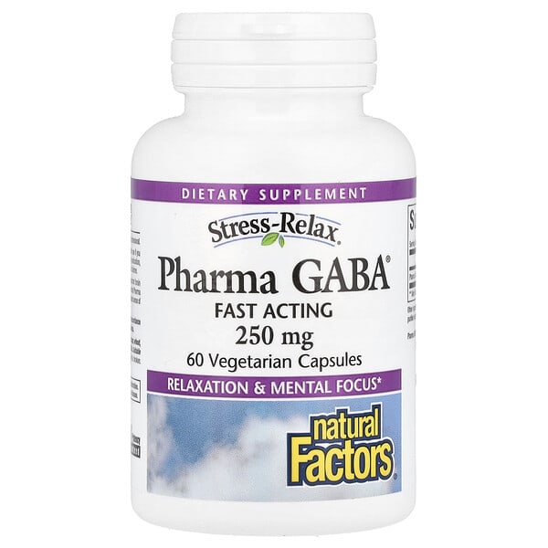Natural Factors, Stress-Relax®, Pharma GABA®, 250 mg, 60 Vegetarian ...