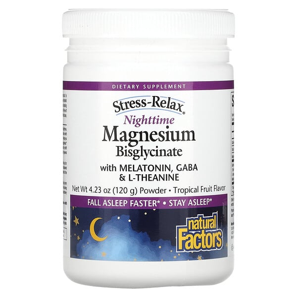 Natural Factors, Stress-Relax, Nighttime Magnesium Bisglycinate with ...