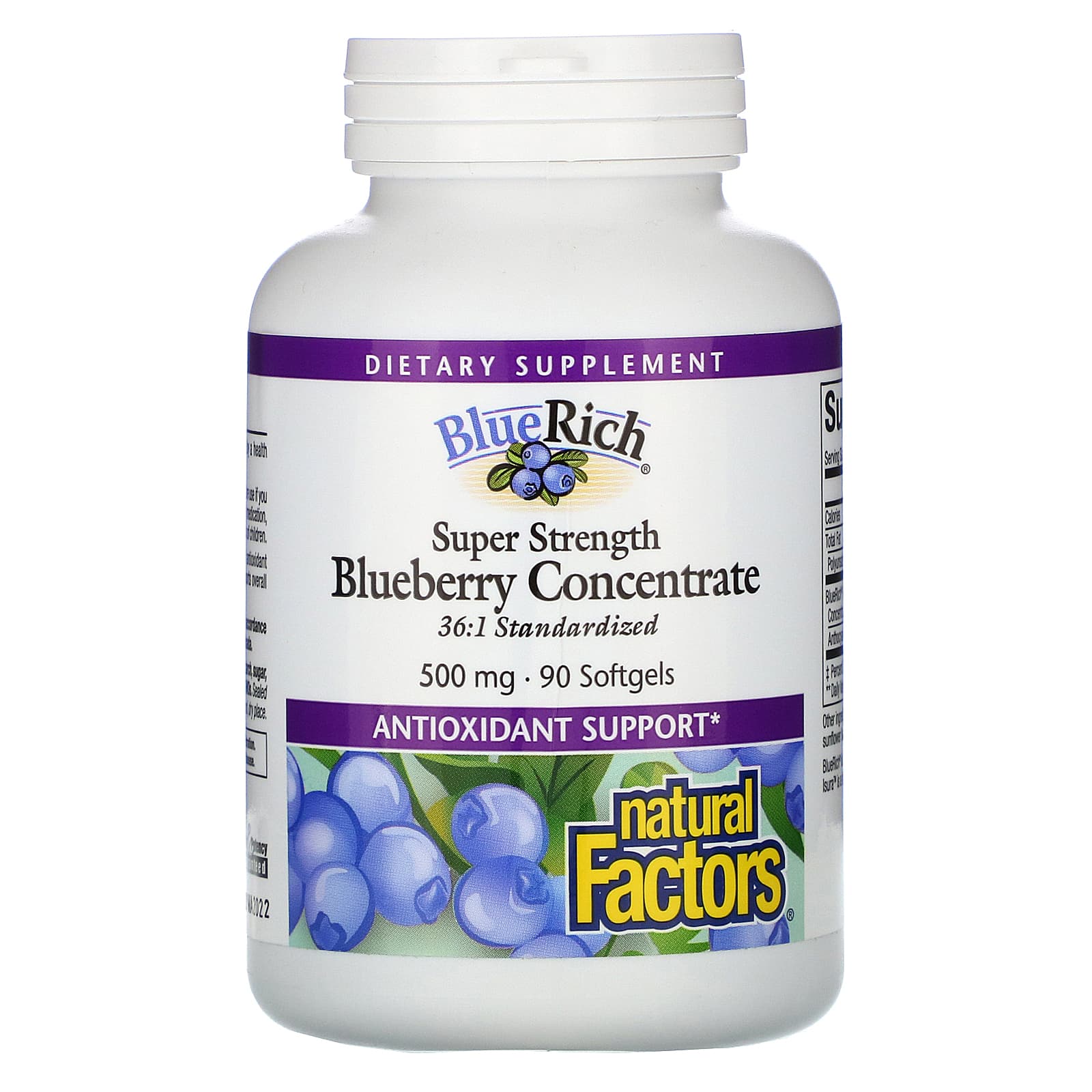 Natural Factors, BlueRich, Super Strength, Blueberry Concentrate, 500 ...