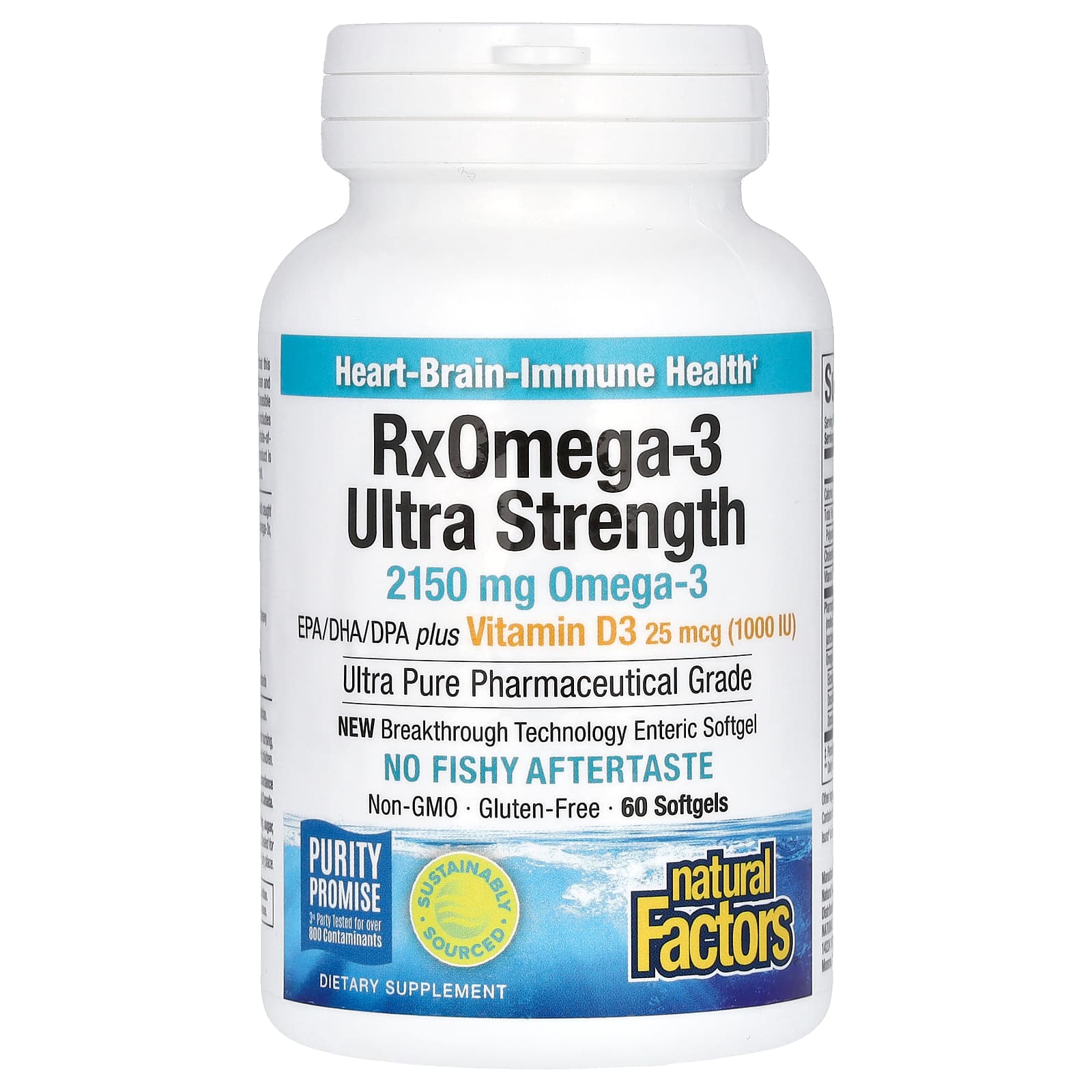 Natural Factors, RxOmega-3 Ultra Strength with Vitamin D3, 60 Softgels