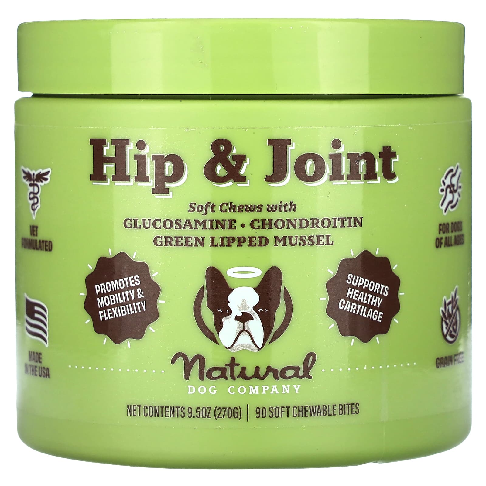 Natural Dog Company, Hip & Joint, For Dogs, All Ages, 90 Soft Chewable ...