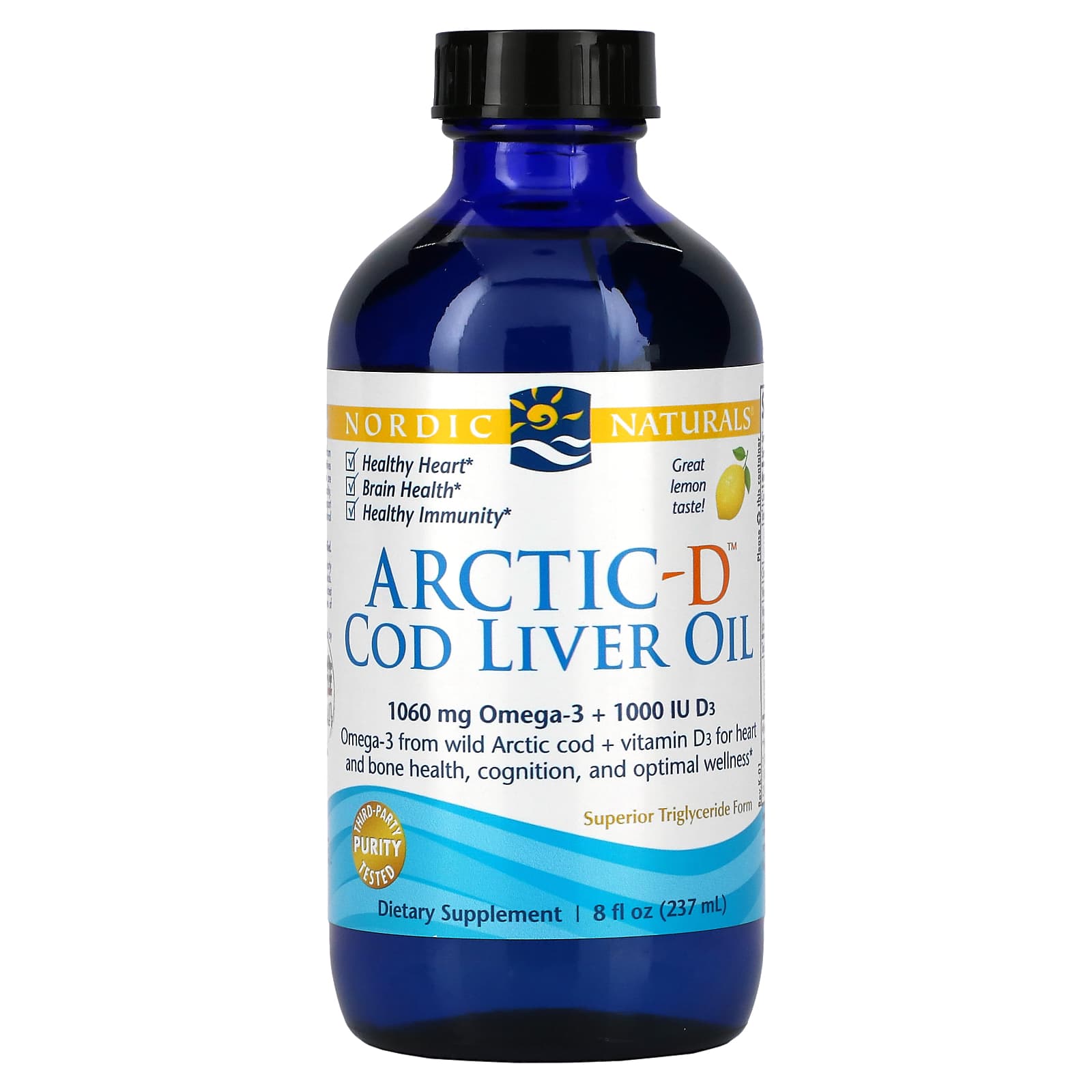 Nordic Naturals, Arctic-D Cod Liver Oil, Lemon, 8 fl oz (237 ml)