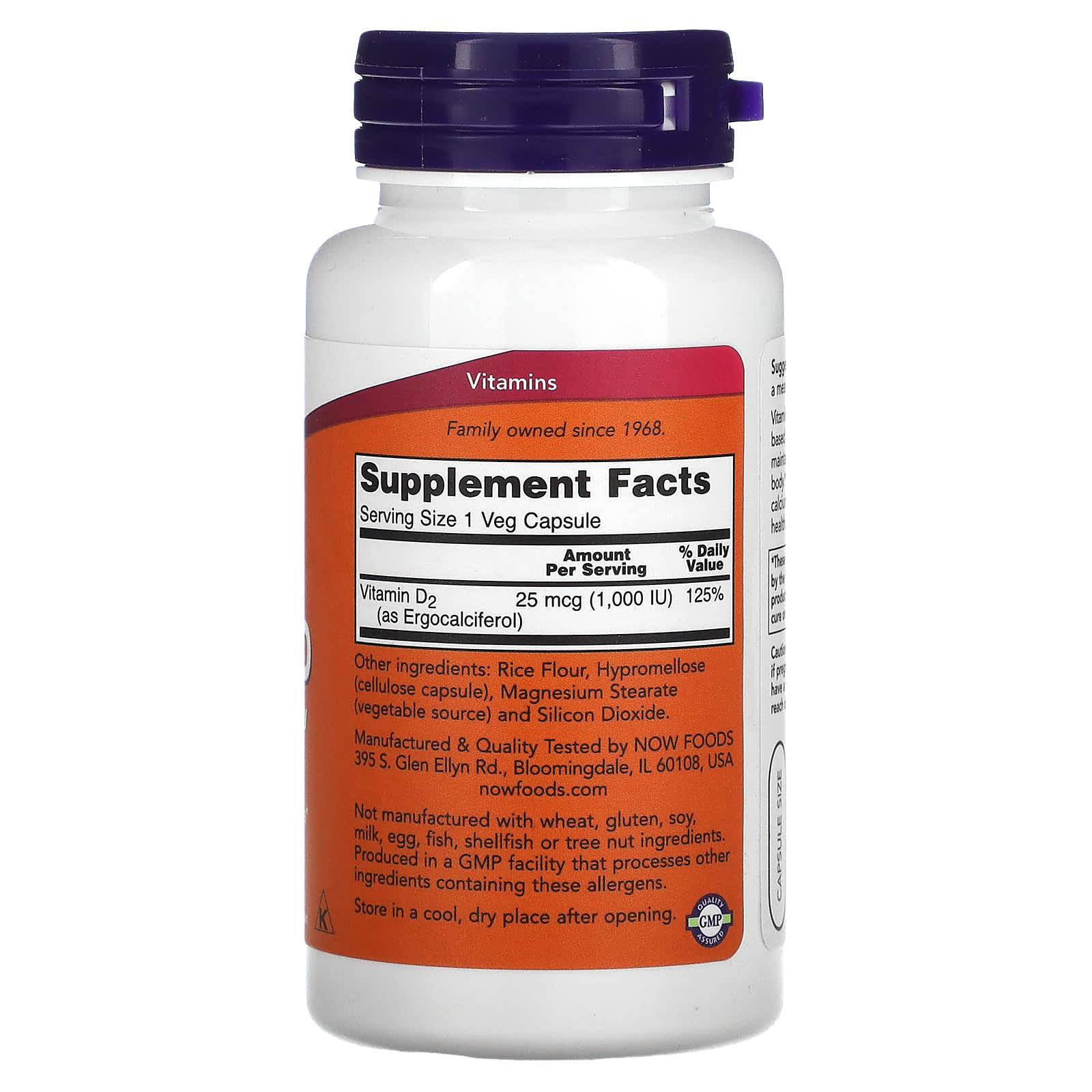 NOW Foods, Vegetarian Dry Vitamin D, 1,000 IU, 120 Veg Capsules