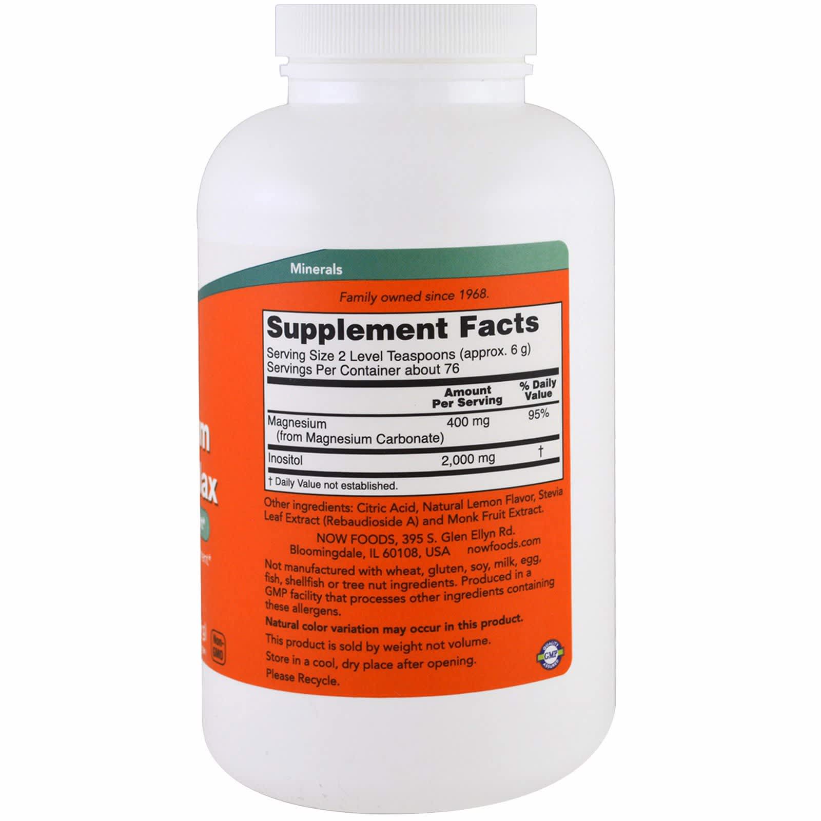 NOW Foods, Magnesium Inositol Relax, Lemonade, 16 oz (454 g)