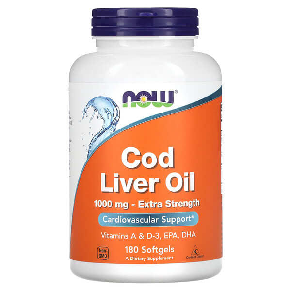 NOW Foods, Cod Liver Oil, 1,000 mg, 180 Softgels