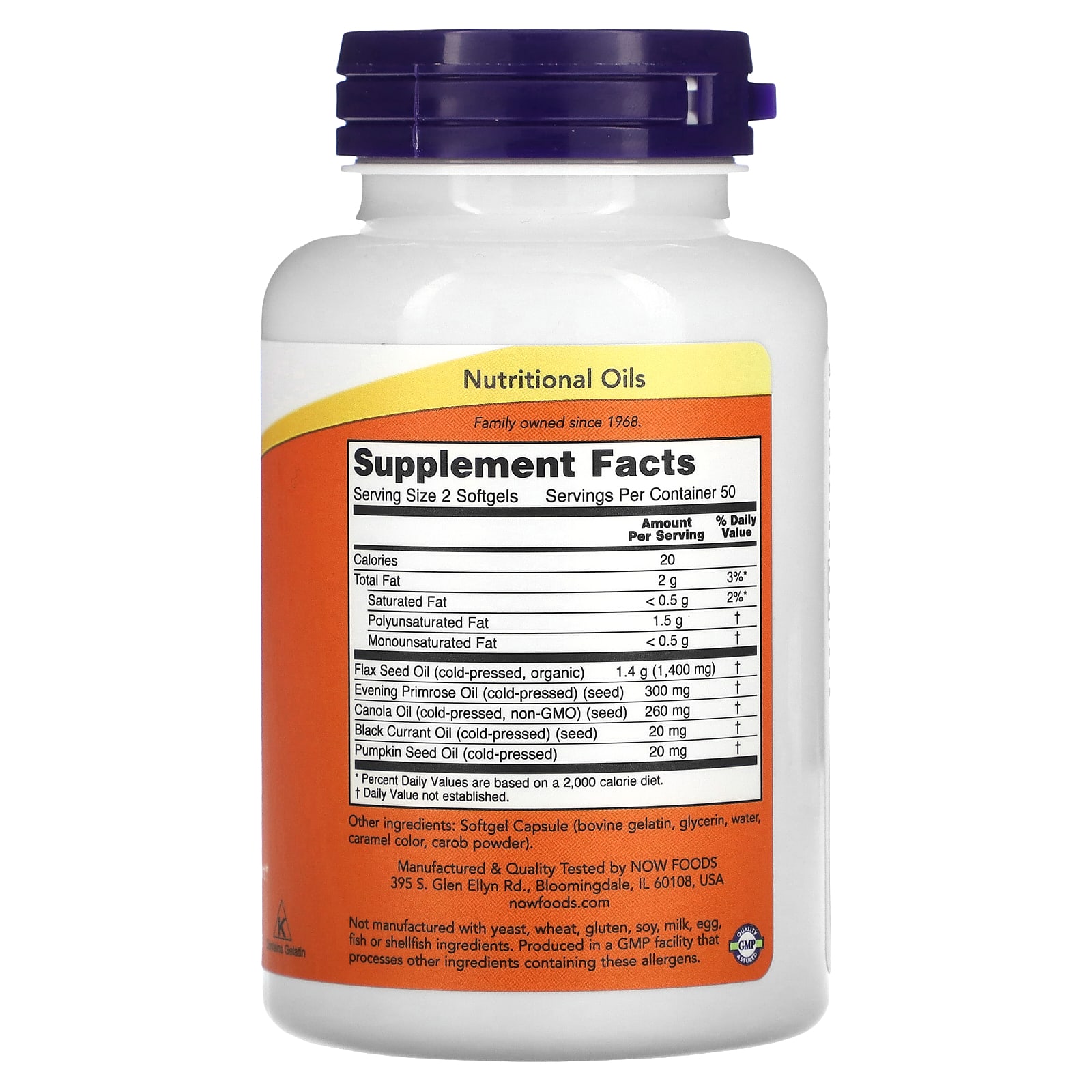 NOW Foods, Omega 3-6-9, 1,000 mg, 100 Softgel