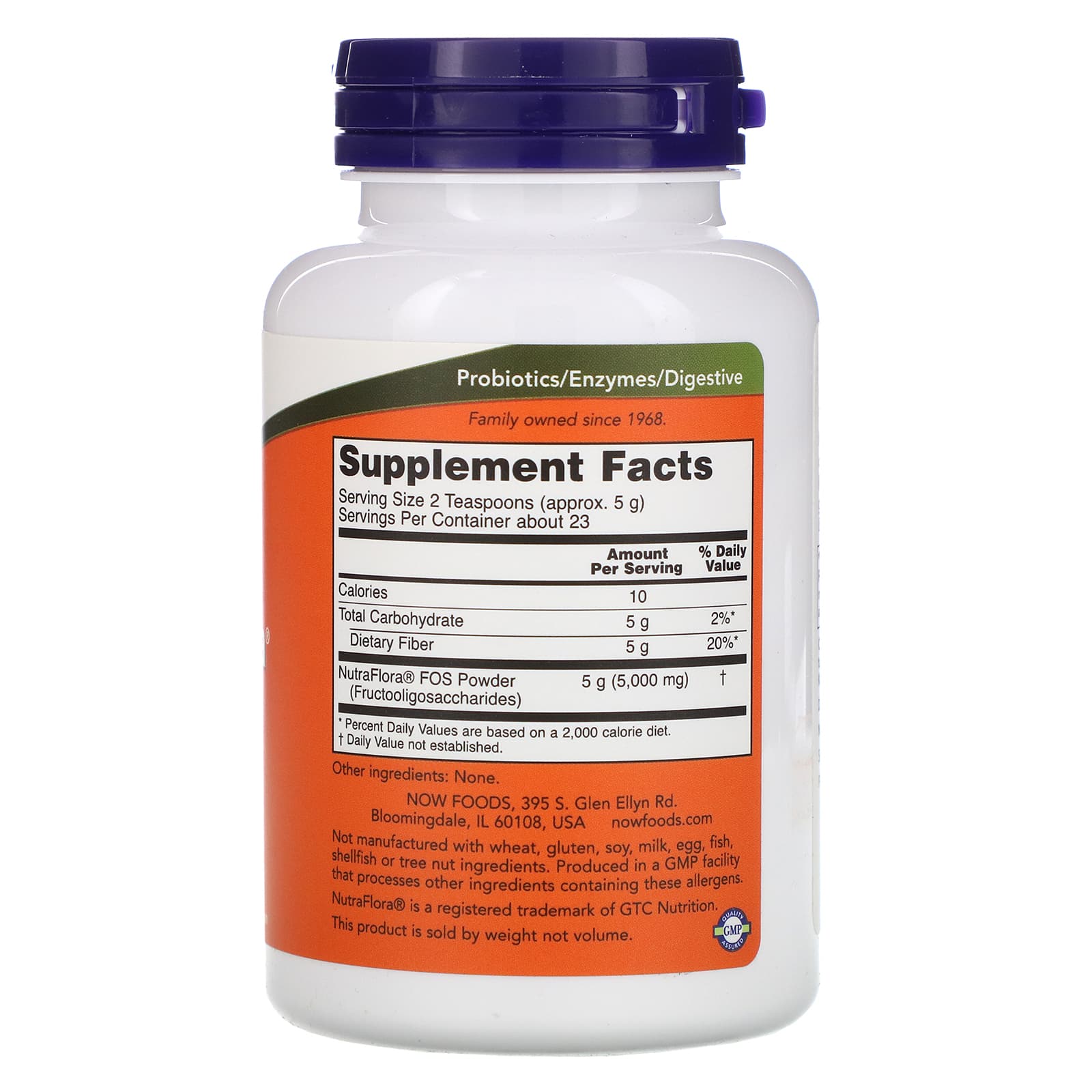 NOW Foods, NutraFlora（ニュートラフローラ）FOS、ピュアパウダー、113g（4オンス）