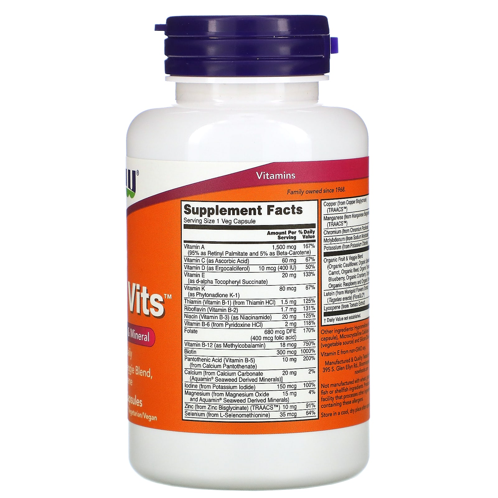 NOW Foods, Daily Vits, Multi Vitamin & Mineral, 120 Veg Capsules