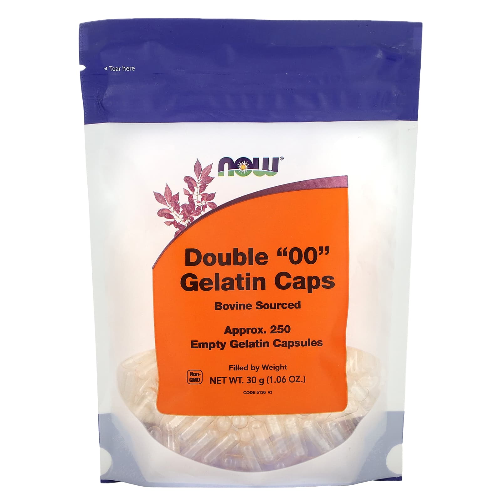 NOW Foods, Double "00" Gelatin Caps, Approx. 250 Empty Gelatin Capsules ...