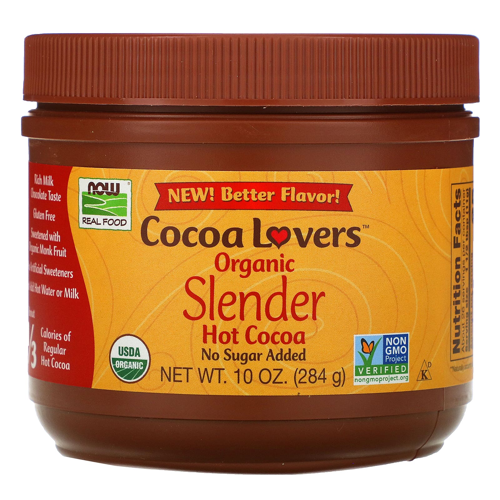 NOW Foods, Real Food, Cocoa Lovers, Organic Slender Hot Cocoa, 10 oz ... NOW Foods, Real Food, Cocoa Lovers, Organic Slender Hot Cocoa, 10 oz ...