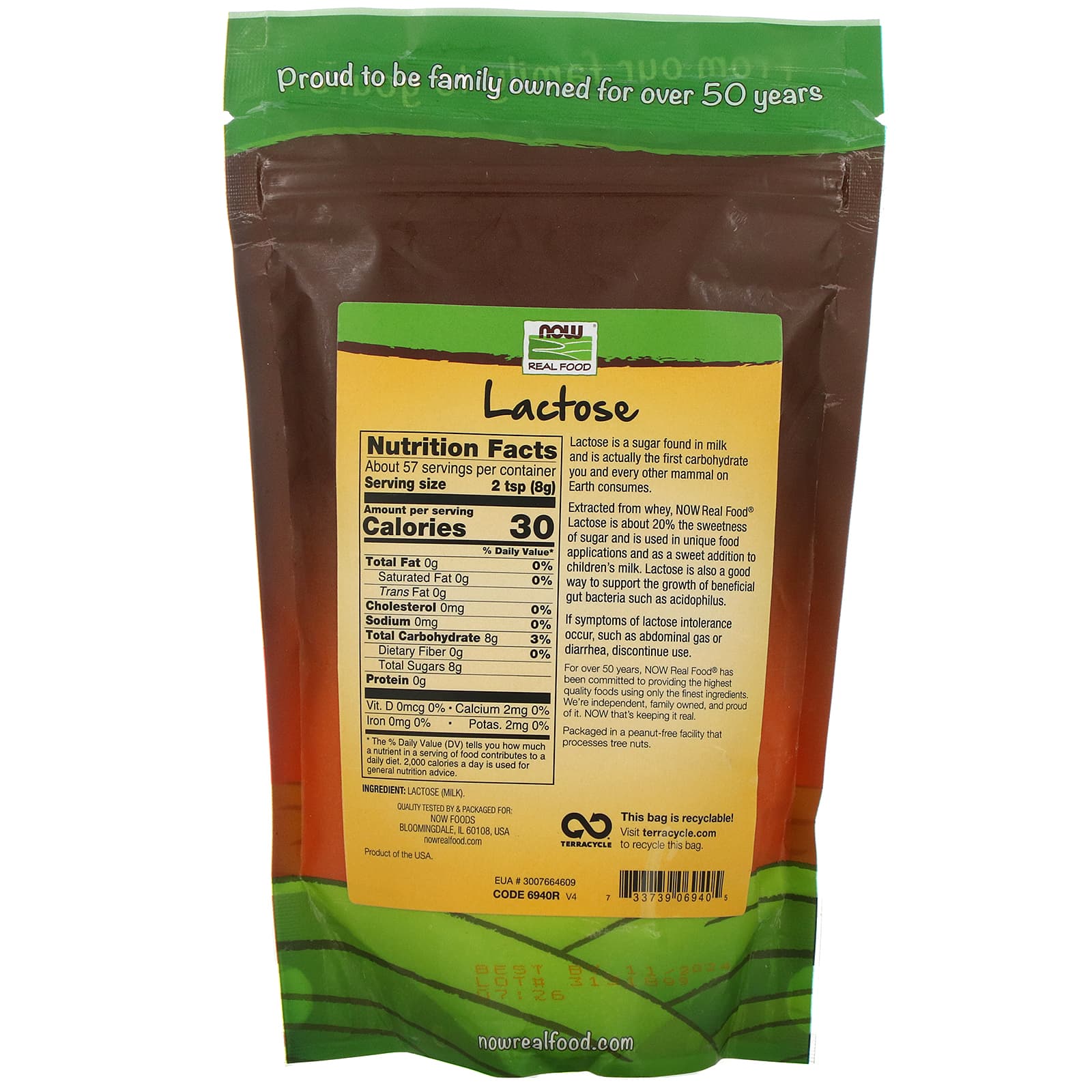 NOW Foods, Real Food, Lactose, Specialty Sweetener, 1 lb (454 g)