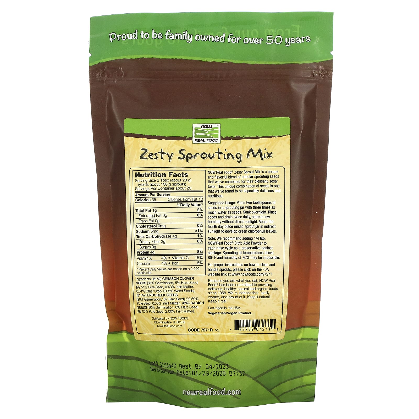 NOW Foods, Real Food, Zesty Sprouting Mix, 16 oz (454 g)