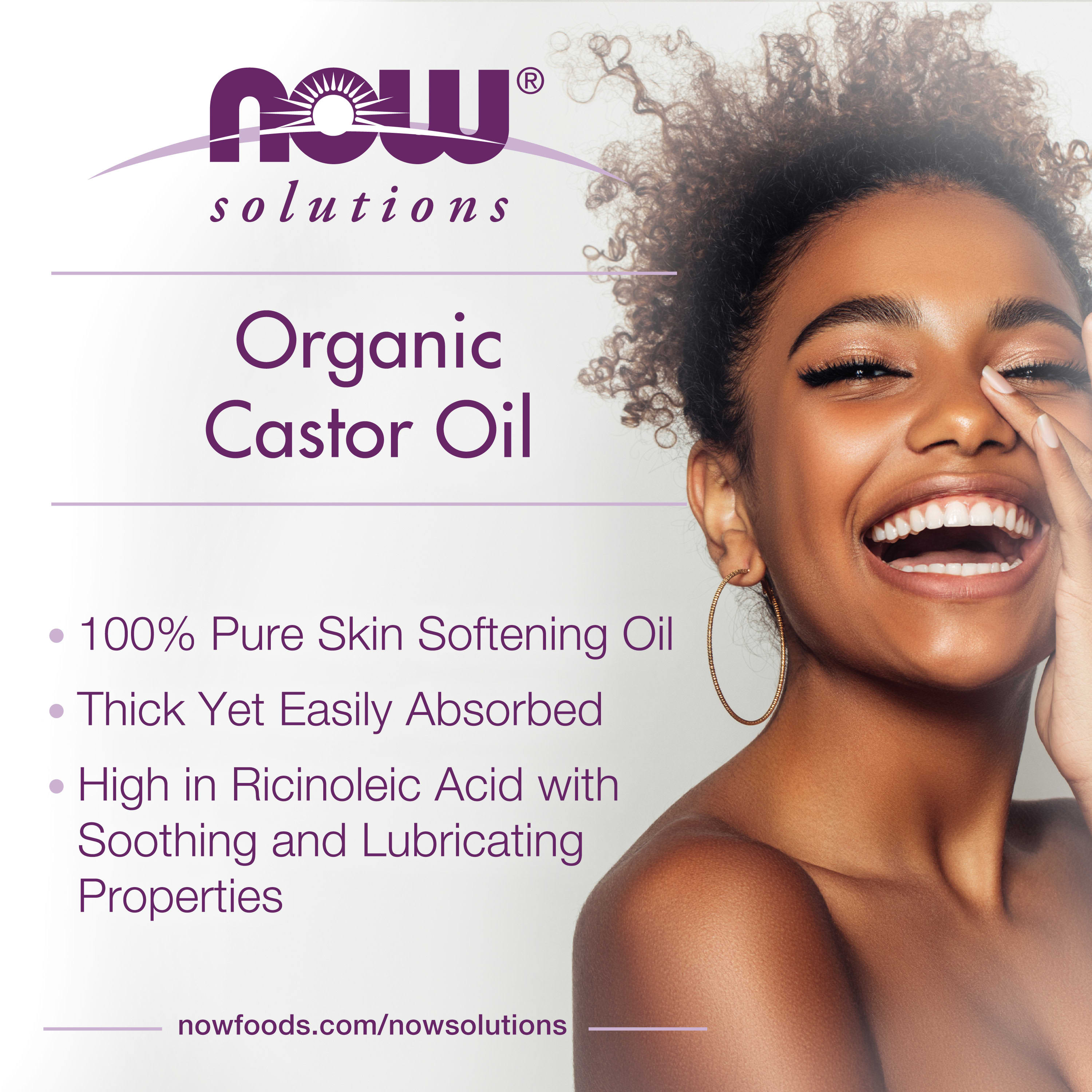 NOW Foods, Solutions, Certified Organic Castor Oil, 8 fl oz (237 ml)