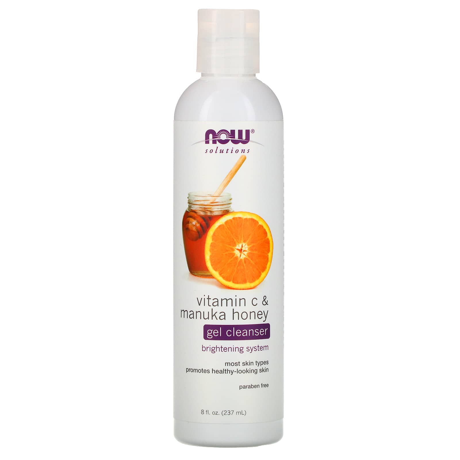 NOW Foods, Solutions, Gel Cleanser, Vitamin C & Manuka Honey, 8 fl oz ...