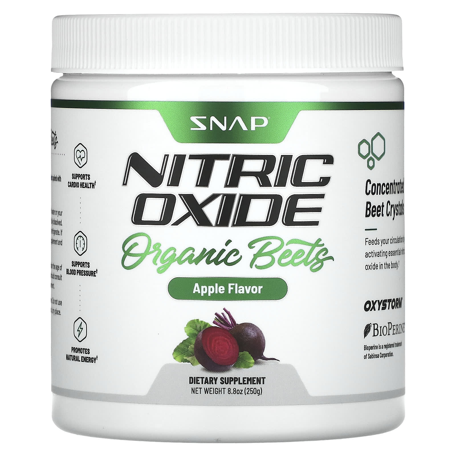 Snap Supplements, Nitric Oxide, Organic Beets, Apple, 8.8 oz (250 g) Snap Supplements, Nitric Oxide, Organic Beets, Apple, 8.8 oz (250 g)