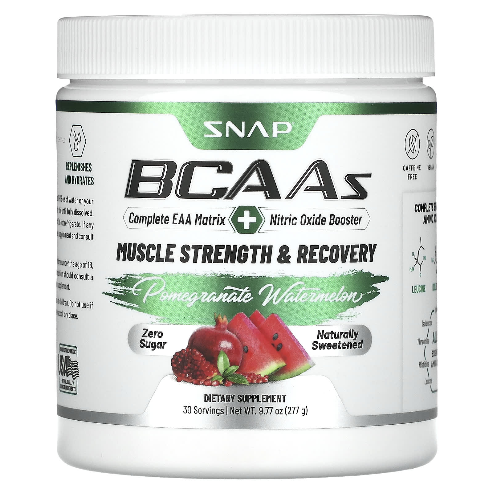Snap Supplements, BCAA（分岐鎖アミノ酸）、ザクロスイカ、277g（9.77オンス）